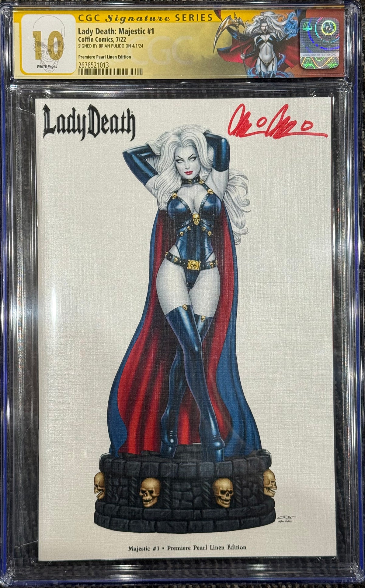 Lady Death: Majestic #1 - Premiere Pearl Linen Edition - Pulido Signed ...
